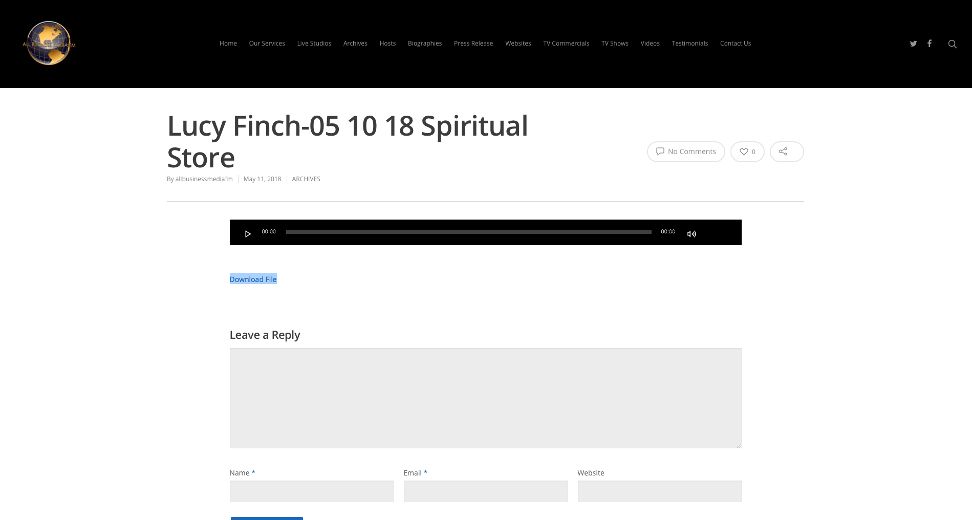 Lucy Finch interview on All Business Media FM - Seraphim Blue Sky Naples